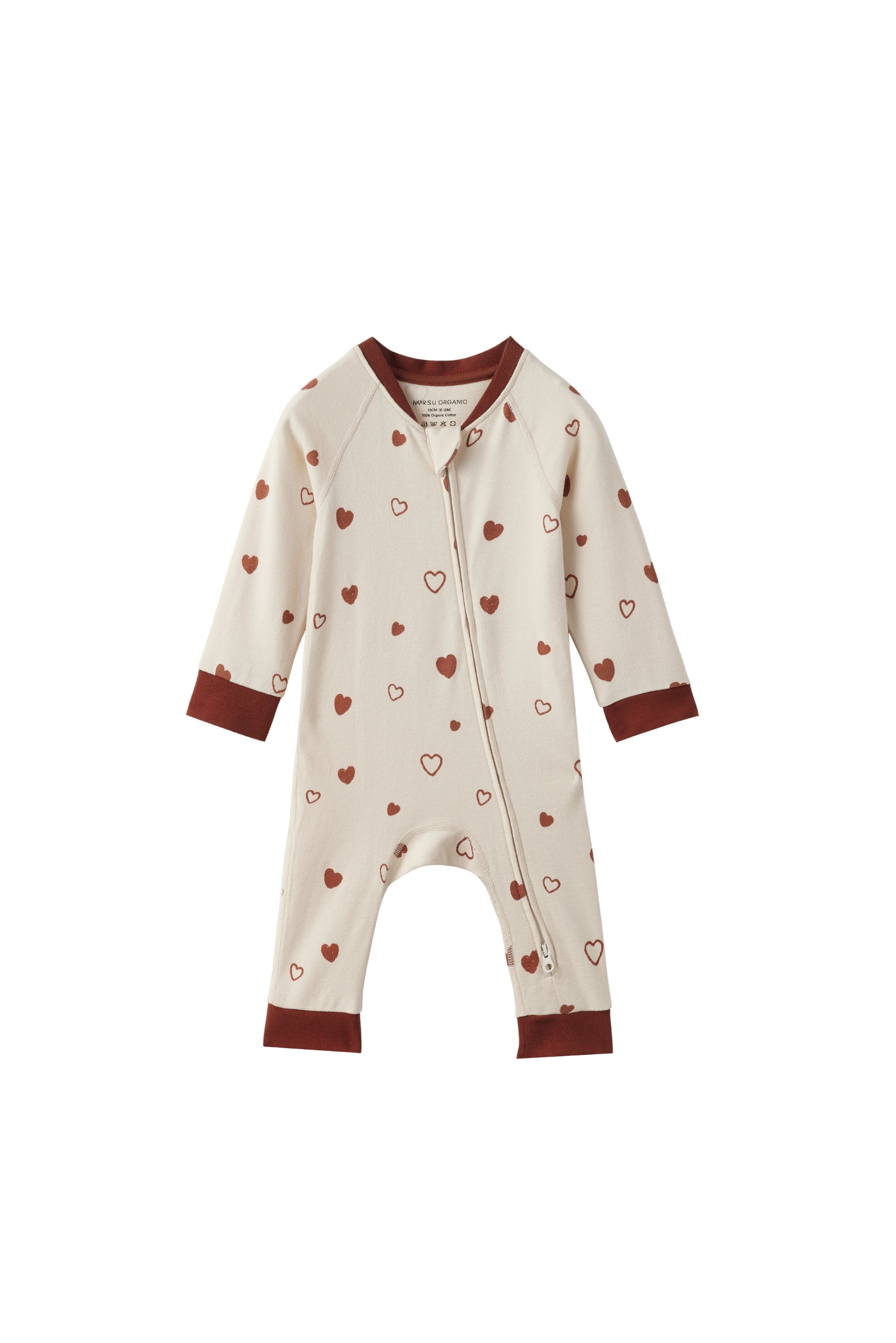 Baby Organic Cotton Zip-up Bodysuit-Hearts| Norsu Organic – NORSU-ORGANIC